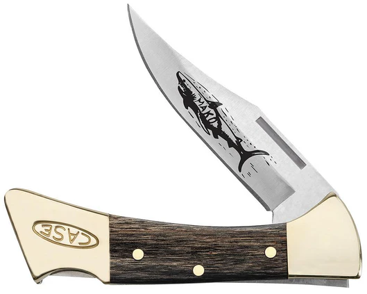 Case® Black Stamina Wood Smooth Mako Knife w/Leather Sheath | Laurel Optics